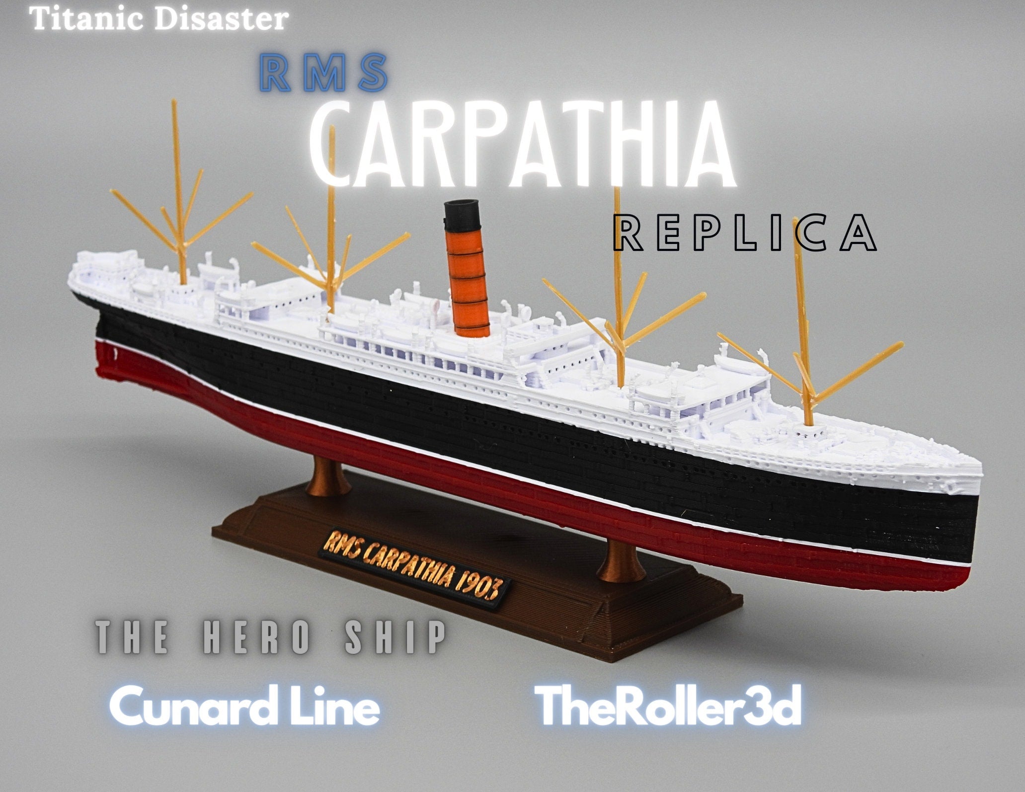 RMS Carpathia Model 5-Star Design 11 inches in Length by TheRoller3d