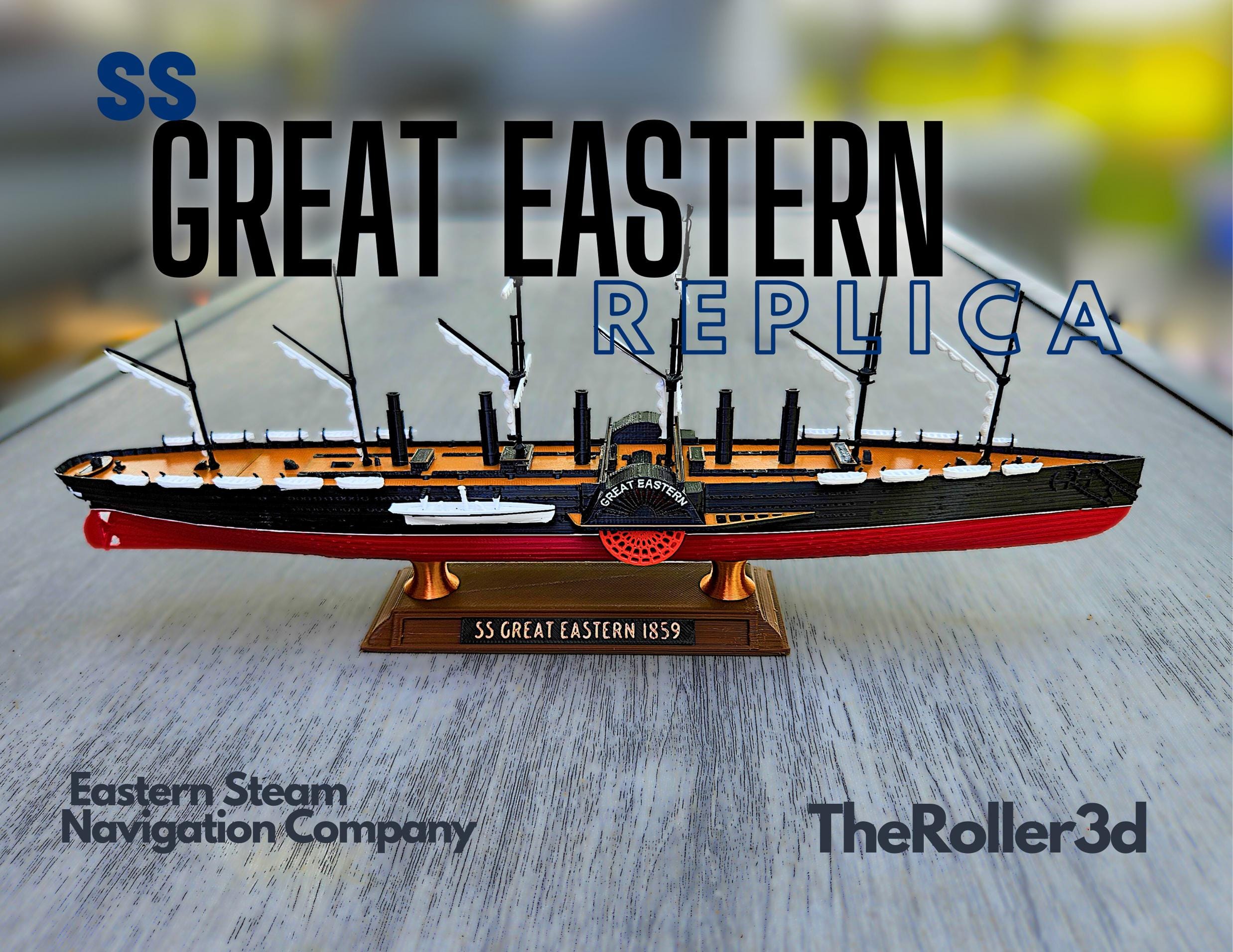 SS Great Eastern Model: Historically Accurate 12" Replica Steamship