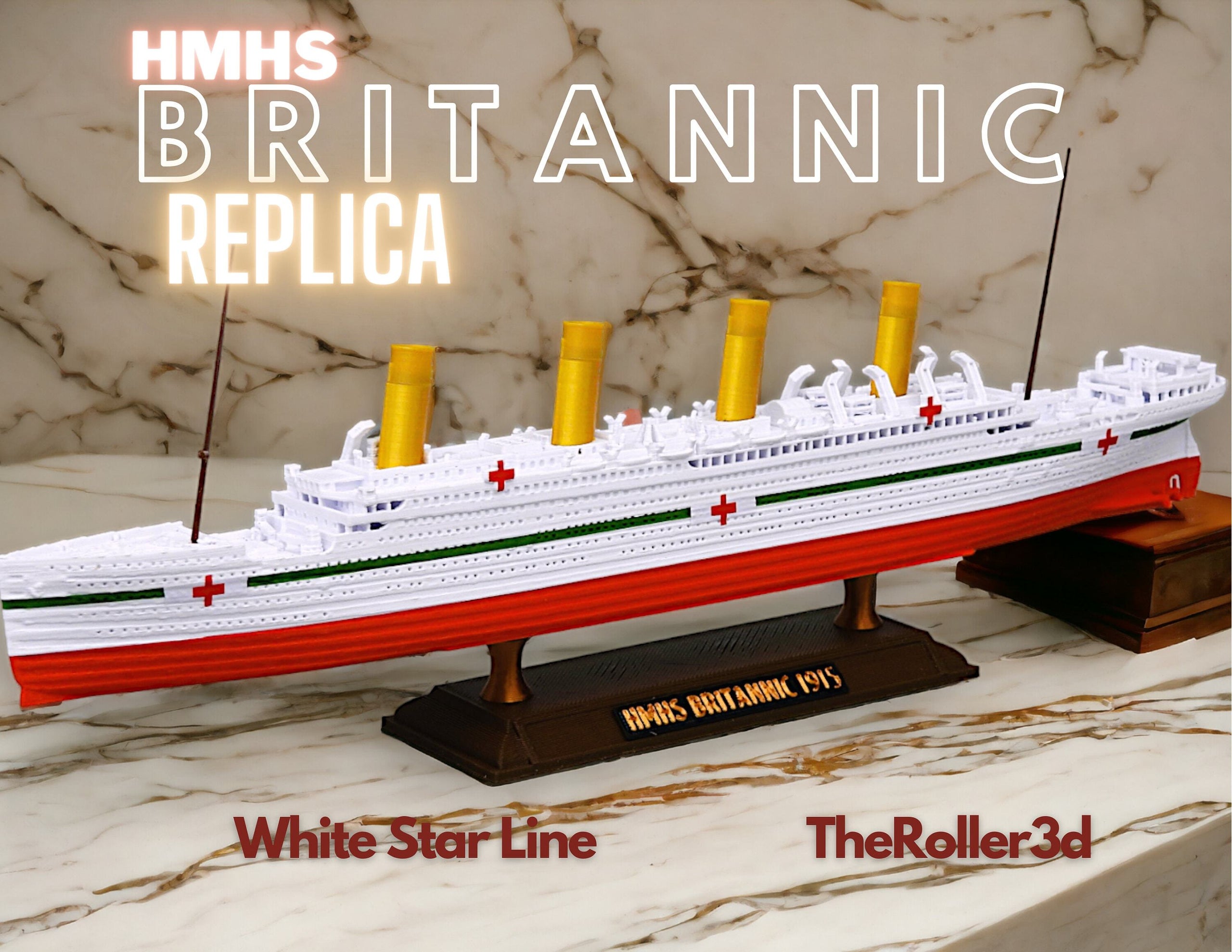 HMHS Britannic Model 2019 Design by TheRoller3d, 1 Foot in Length