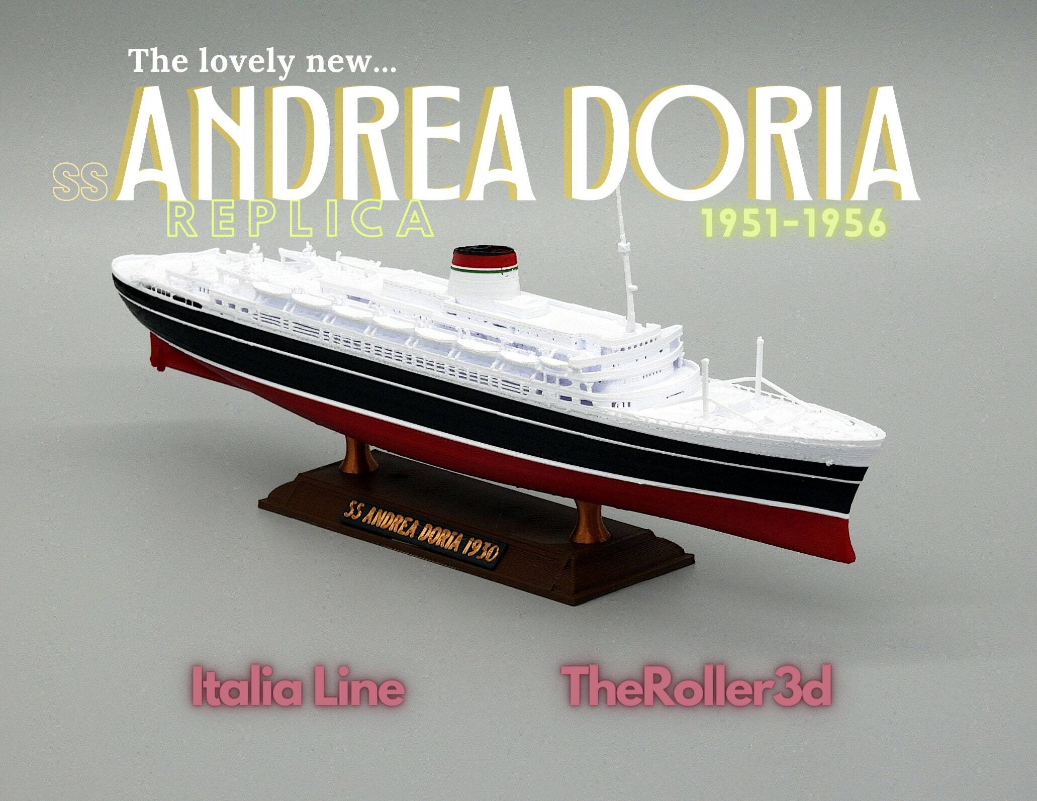 SS Andrea Doria Model 1 Foot in Length, Deluxe Display Model By TheRoller3d